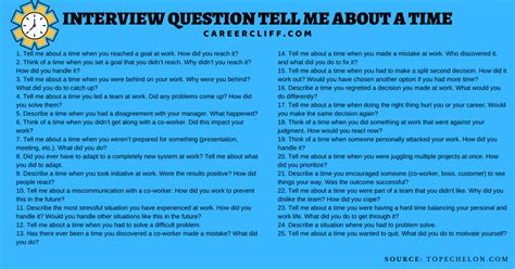 50 Interview Question Samples Tell Me About A Time Careercliff