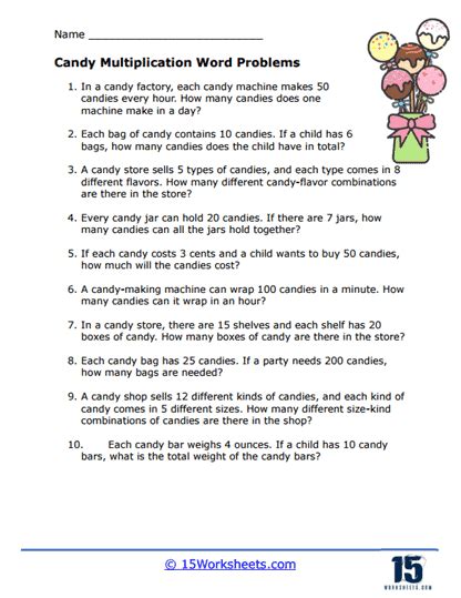 Multiplication Word Problems Worksheets 15