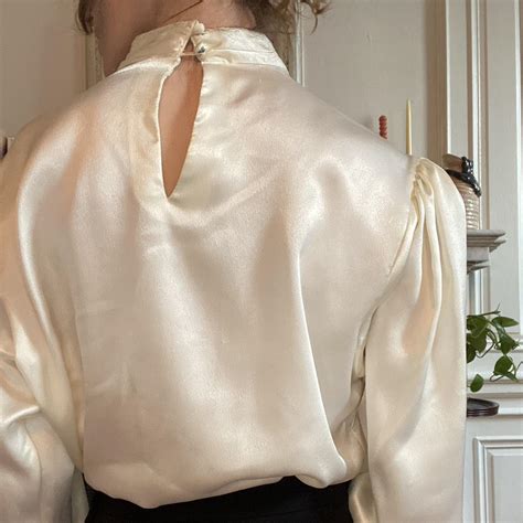 Gorgeous Vintage White Satin Blouse I Love This Depop