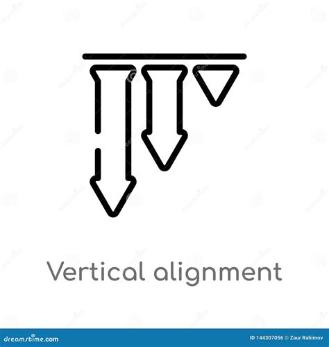 Outline Vertical Alignment Vector Icon Isolated Black Simple Line