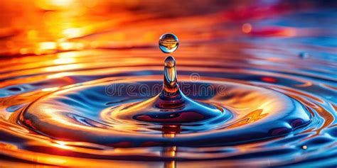A Single Drop Of Water Impacting A Liquid Surface Creating Vibrant Concentric Ripples