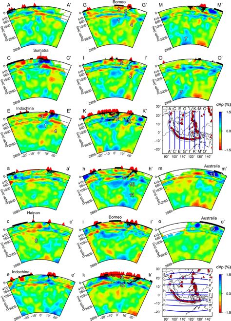 Vertical Cross‐sections Of Vp Perturbations Dvp Along Top Eight