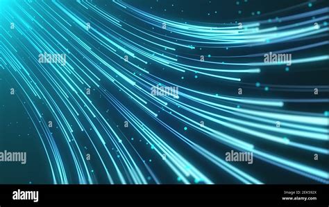 Computer Generated Futuristic Stream Digital Data Flow 3d Rendering Abstract Background From