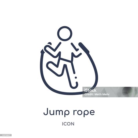 활동 및 취미 개요 컬렉션에서 선형 점프 로프 아이콘입니다 얇은 선 점프 밧줄 벡터 흰색 배경에 고립입니다 점프 로프 유행 그림