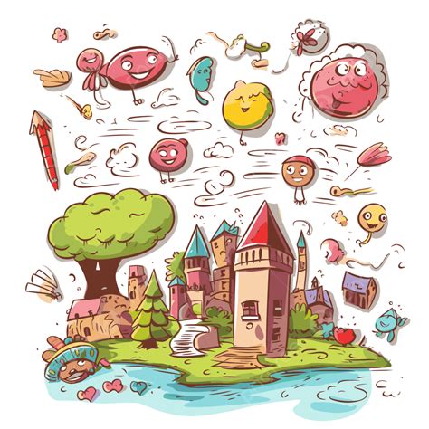 귀여운 상상의 성 그림 만화 벡터 필적 클립 아트 만화 Png 일러스트 및 벡터 에 대한 무료 다운로드 Pngtree