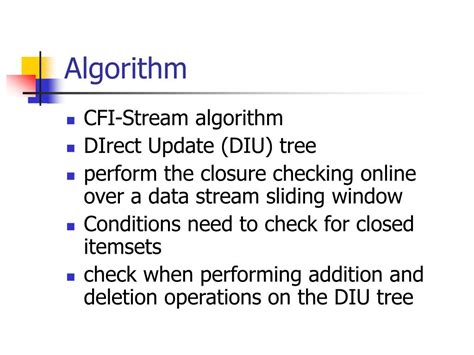Ppt Cfi Stream Mining Closed Frequent Itemsets In Data Streams