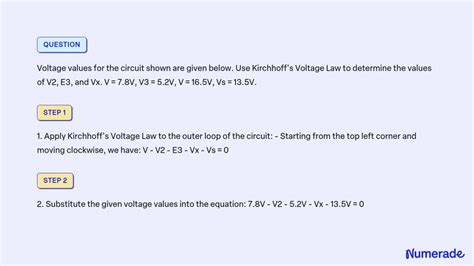 solved voltage values for the circuit shown are given below use kirchhoff s voltage law to