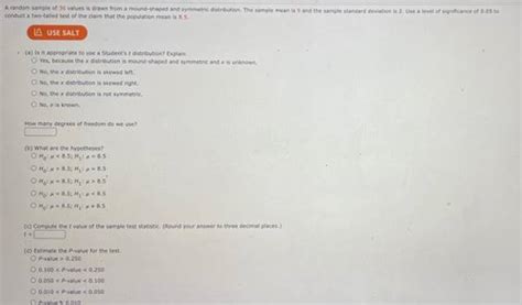 Solved A Random Sample Of 36 Values Is Drawn From A Mound Shaped And 1 Answer Transtutors