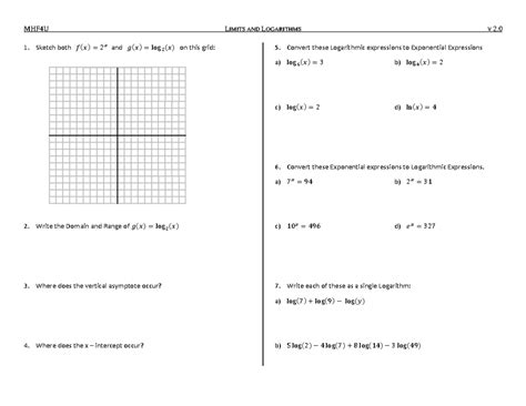 Limis And Logs Logs And Limits Mhf4u Limits And Logarithms V 2