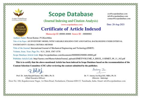 Pdf Certificate An Inventory Model With Variable Holding Cost And