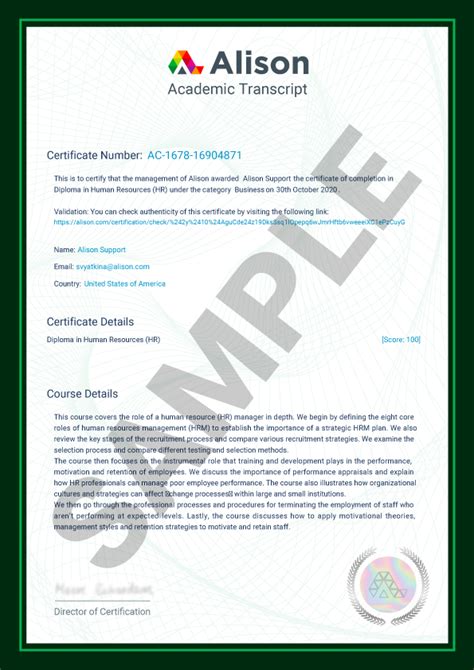 Sample Alison Certificate And Diploma Parchment Alison Help Center