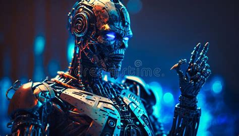 Cyber Digital World Android Robot Pointing Finger Generative Ai Stock