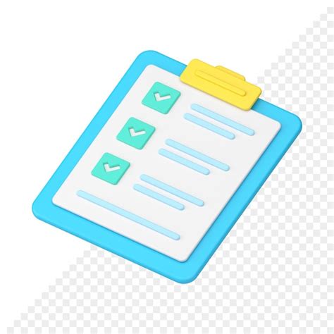 Premium PSD Checklist On 3d Clipboard Paper Document In Test Form