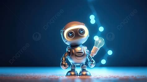 전구를 들고 주석 장난감 로봇의 창조적 인 기술 개념 3d 렌더링 3d 로봇 사이보그 로봇 배경 일러스트 및 사진 무료 다운로드 Pngtree