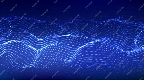 Premium Vector Digital Dynamic Wave Of Particles Vector Abstract Blue Futuristic Background