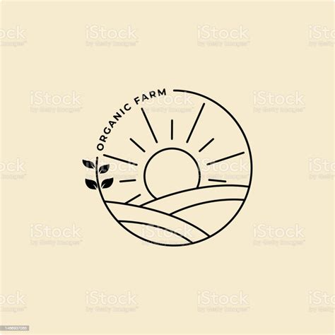 유기농 농장 라인 아트 배지 로고 벡터 일러스트 레이 션 디자인 서식 파일 개념에 대한 스톡 벡터 아트 및 기타 이미지 개념