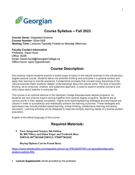 SCEN 1000 Course Syllabus F2023 Online Course Syllabus Fall 2023 Course Name Integrated