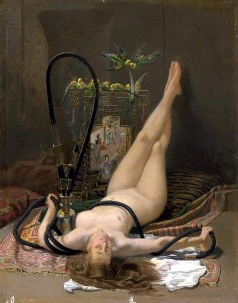 미술인문학 옷을 벗은 채 누워있는 여인은 무슨 생각을 하고 있을까 생각에 잠겨 있기보다는 무언가에 취해있는 상태로 보인다 그녀의 옆에는 커다란 물담배가 서 있고 그