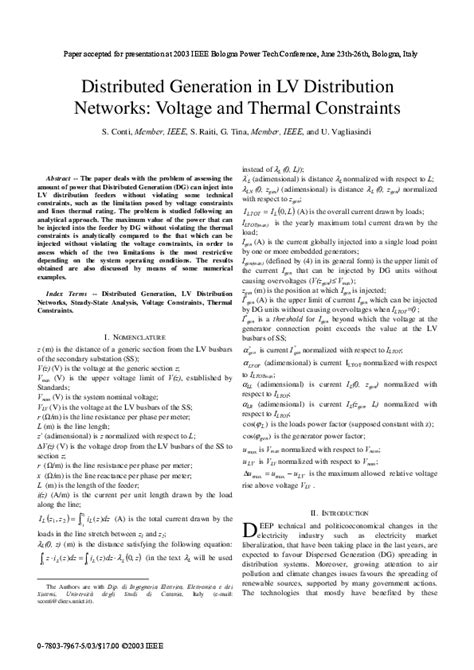 Pdf Distributed Generation In Lv Distribution Networks Voltage And Thermal Constraints