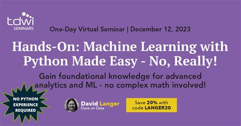 Join Tdwis Machine Learning Course This December David Langer