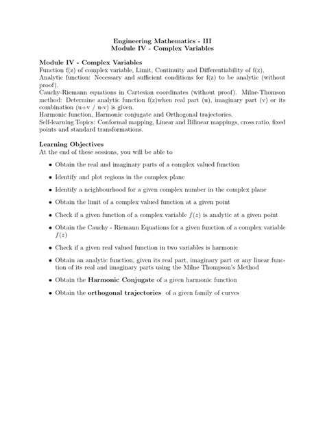 Notes And Practice Problems Functions Of Complex Variables Pdf