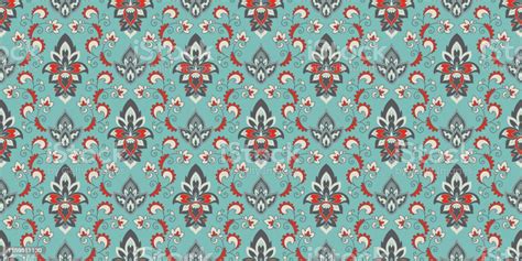 전통적인 아시아 요소를 기반으로 한 매끄러운 패턴 페이즐리 보헤미안 빈티지 스타일 벡터 배경입니다 실크 넥 스카프 또는 손수 무늬 디자인 스타일 직물 또는 Papper에