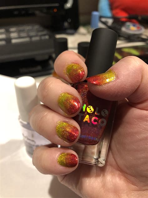 My First Actual Nail Art A Holo Taco Sunset Rredditlaqueristas