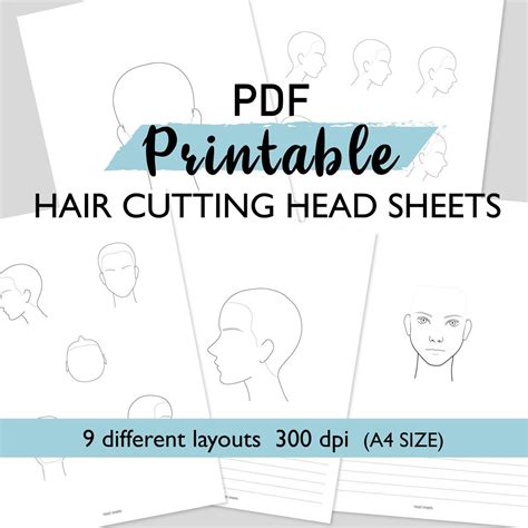 Blank Hair Cutting Head Sheets Pdf Printable A4 Size For Hairdressing