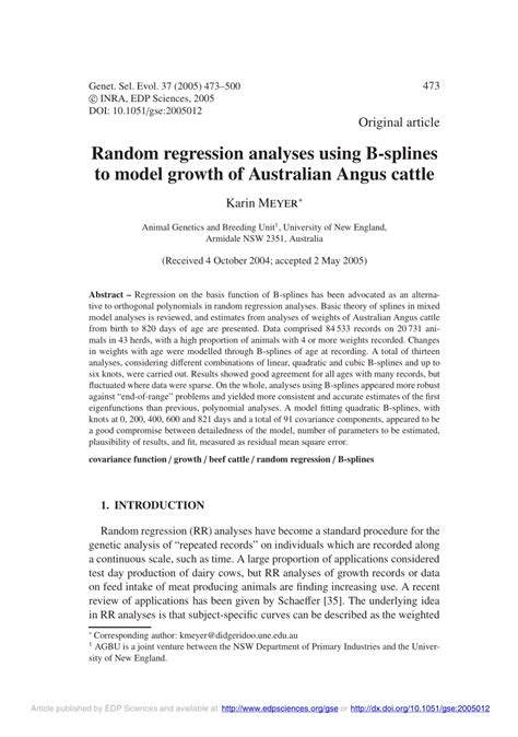 Pdf Random Regression Analyses Using B Splines To Model Growth Of