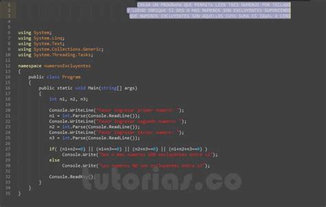 Sentencia If Else VisualStudio C Numeros Excluyentes Tutorias Co