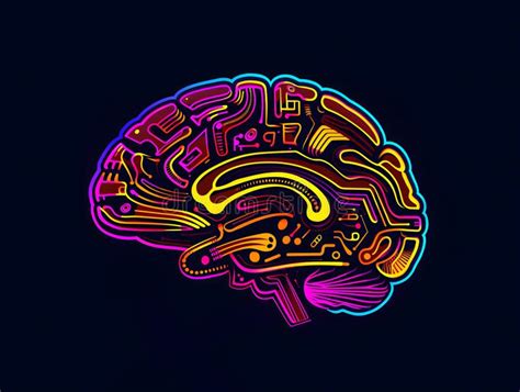 Colorful Illustration Of Human Brain With Circuit Patterns Symbolizing Technology And Stock