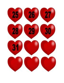 Heart Numbers For Calendar Or Counting Activity By Karen Low Tpt
