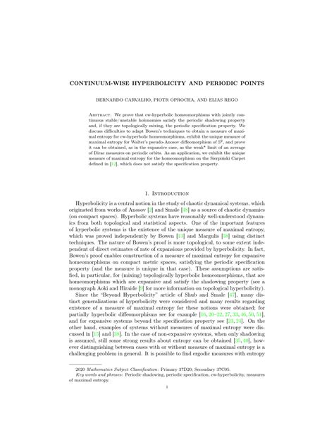 Pdf Continuum Wise Hyperbolicity And Periodic Points