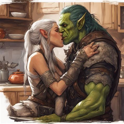 Orc And Elf Kissing In The Kitchen By Polo8089 On Deviantart