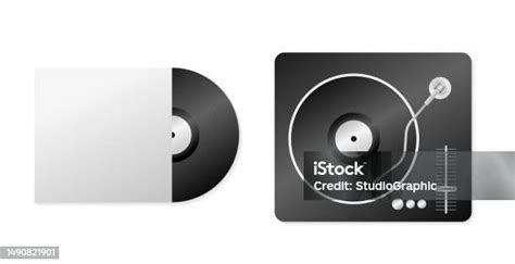 현실적인 비닐 레코드 플레이어 비닐 레코드가 있는 3d 디테일한 빈티지 턴테이블 레트로 축음기 Lp 레코드 평면도 음향 장비