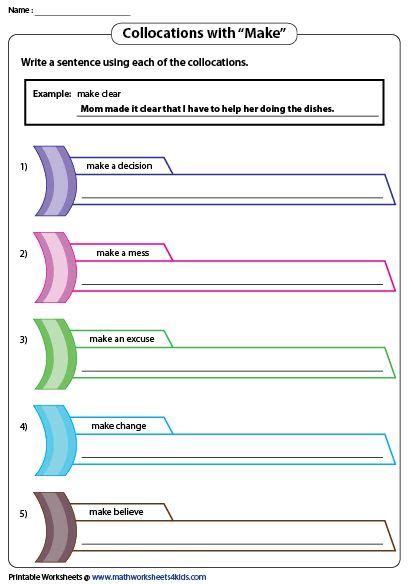 Printable Collocation Worksheets Ela Worksheets English Grammar Rules Printable Worksheets