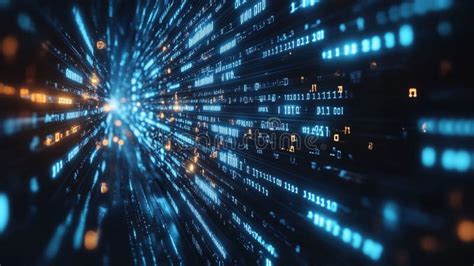 Three Dimensional Technology Render With Binary Code And Global Networking For Business And