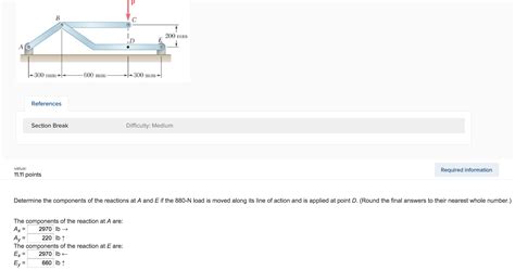 Solved Determine The Components Of The Reactions At A And E