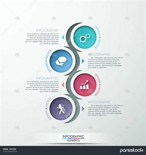 اینفوگرافیک قالب فرآیند دایره برداری الگوی نمودار نمودار ارائه و نمودار گرد مفهوم کسب و کار با 4