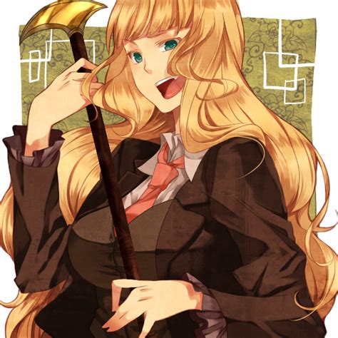 Safebooru Blonde Hair Blue Eyes Breasts Cane Jacket Kouichirou Large