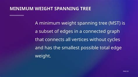 minimum weight spanning tree in operational research ppt