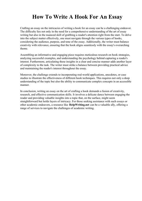 How To Write A Hook For An Essay Pdf