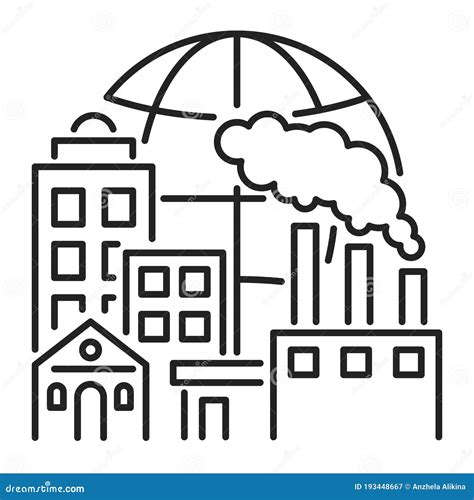 Urban Sprawl Black Line Icon Urbanization Expansion Of Megalopolises Isolated Vector Element