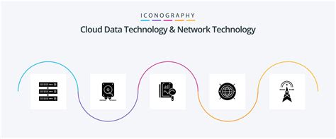 Cloud Data Technology And Network Technology Glyph 5 Icon Pack Including Electricity Computing