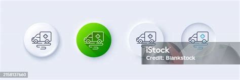 구급차 수송 라인 아이콘입니다 환자 이송 표지판입니다 선 아이콘 벡터 3차원 형태에 대한 스톡 벡터 아트 및 기타 이미지 3