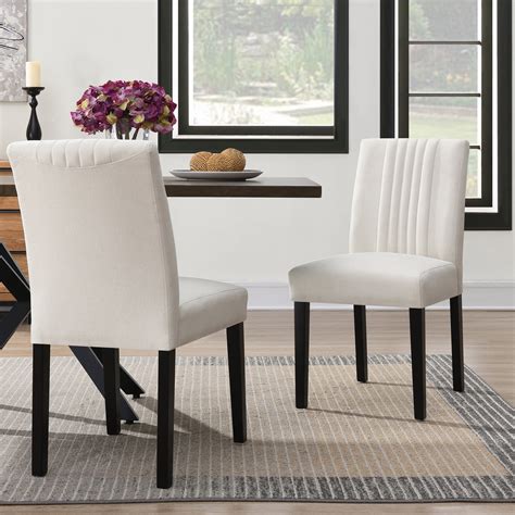 Lark Manor Parsons Dining Chair Set Of 2 Linen Polyester Fabric For Kitchen Dining Room