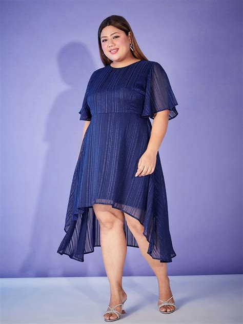 Save ₹1574 On Sassafras Curve Sassafras Curve Plus Size Navy Blue Self