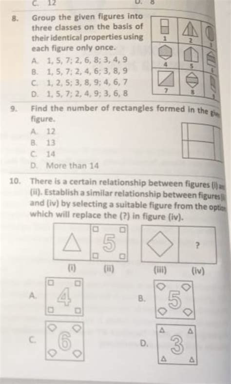 8 Group The Given Figures Into Three Classes On The Basis Of Their Ident