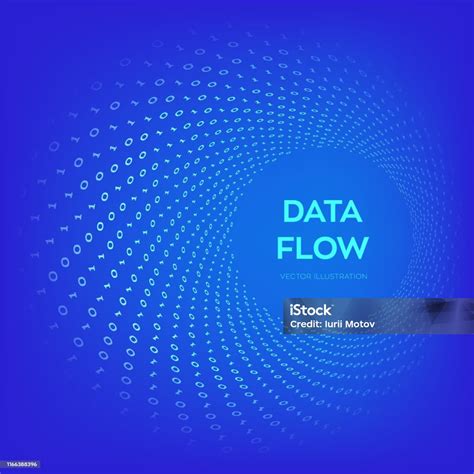 Data Flow Digital Code Binary Data Flow Big Data Virtual Tunnel Warp Coding Programming Or