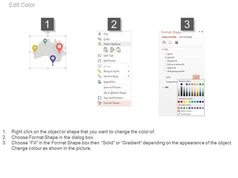 Australia Map With Four Location Pointers Powerpoint Slides